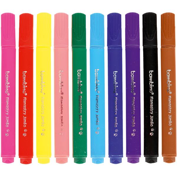 MyTibo GmbH - Bambino Dreikant-Faserstifte Jumbo, 10 Farben